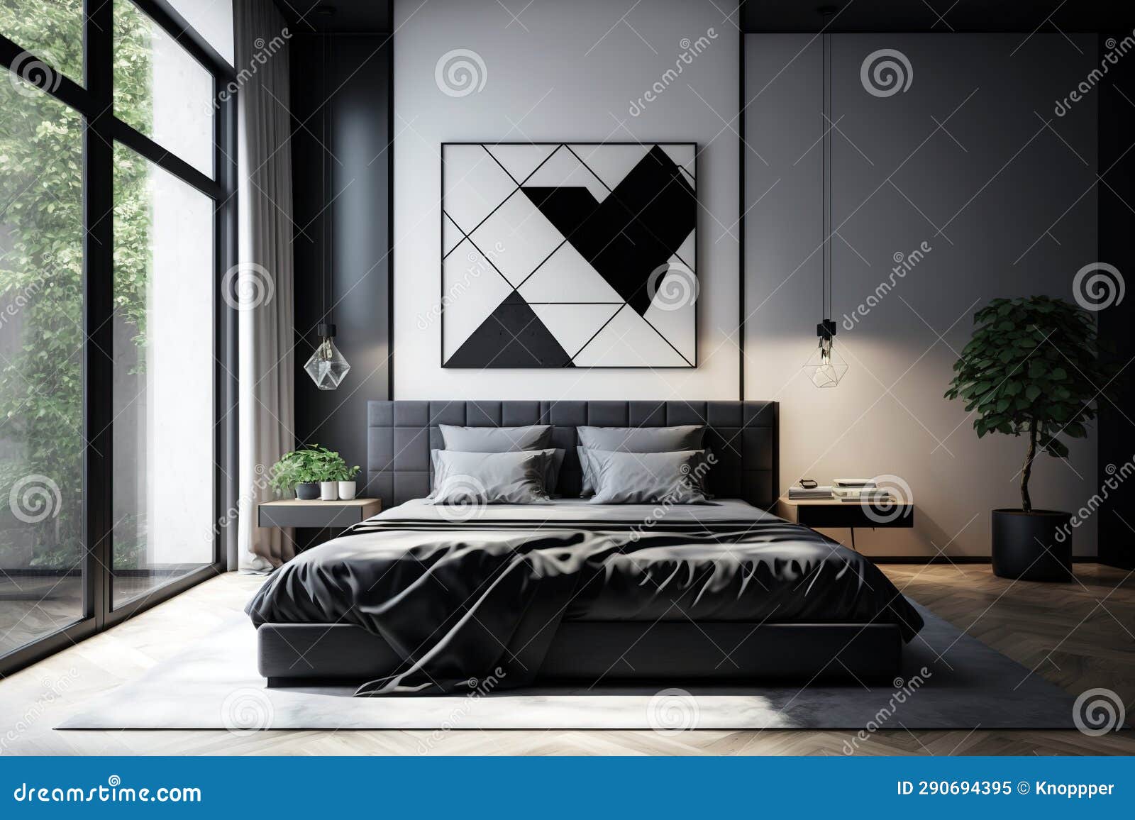 Modern Bedroom Design Ai Generated Stock Image - Image of comfortable ...