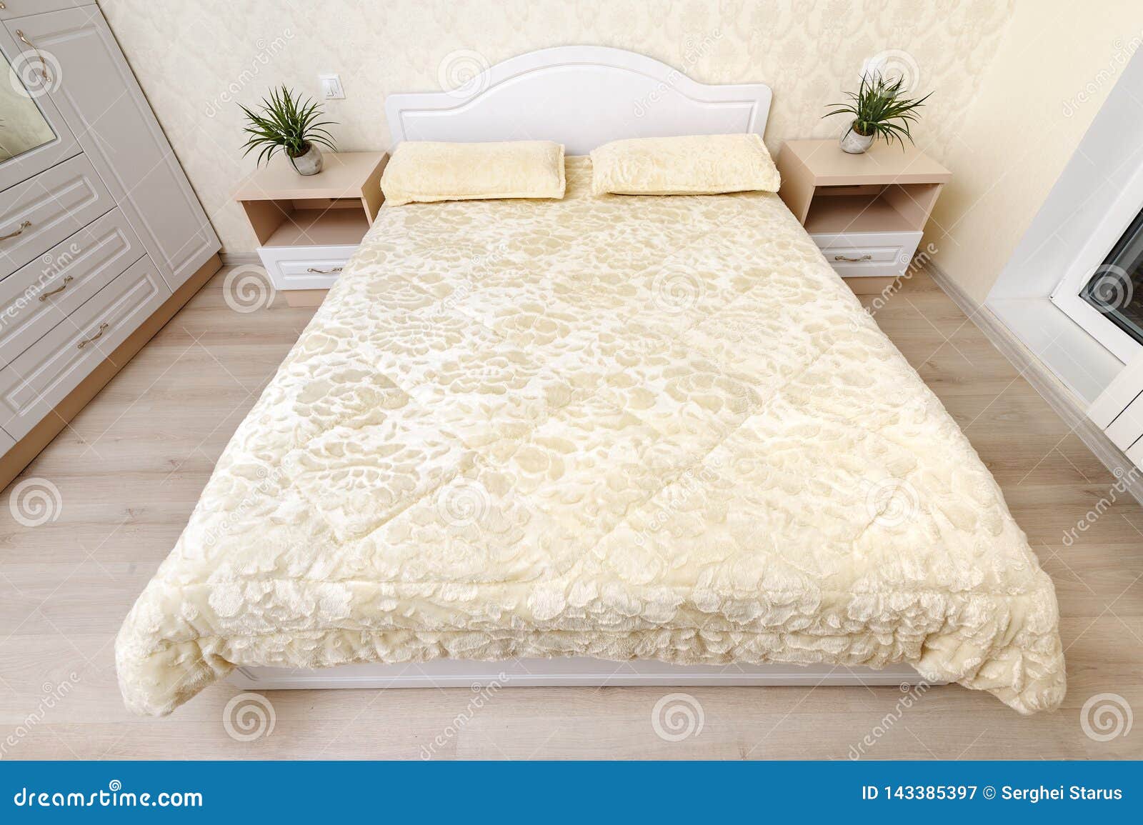 Modern Bedroom with Double Bed Stock Image - Image of apartment, estate ...