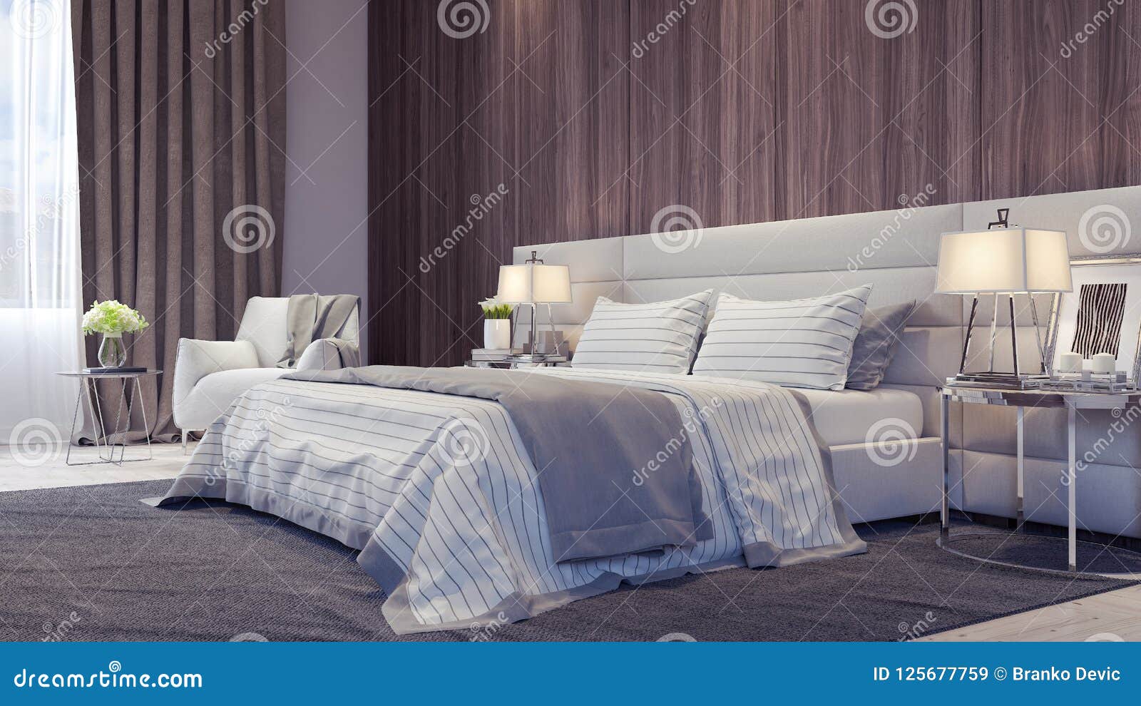 Modern Bedroom Interior Design 3d Render Stock Illustration ...