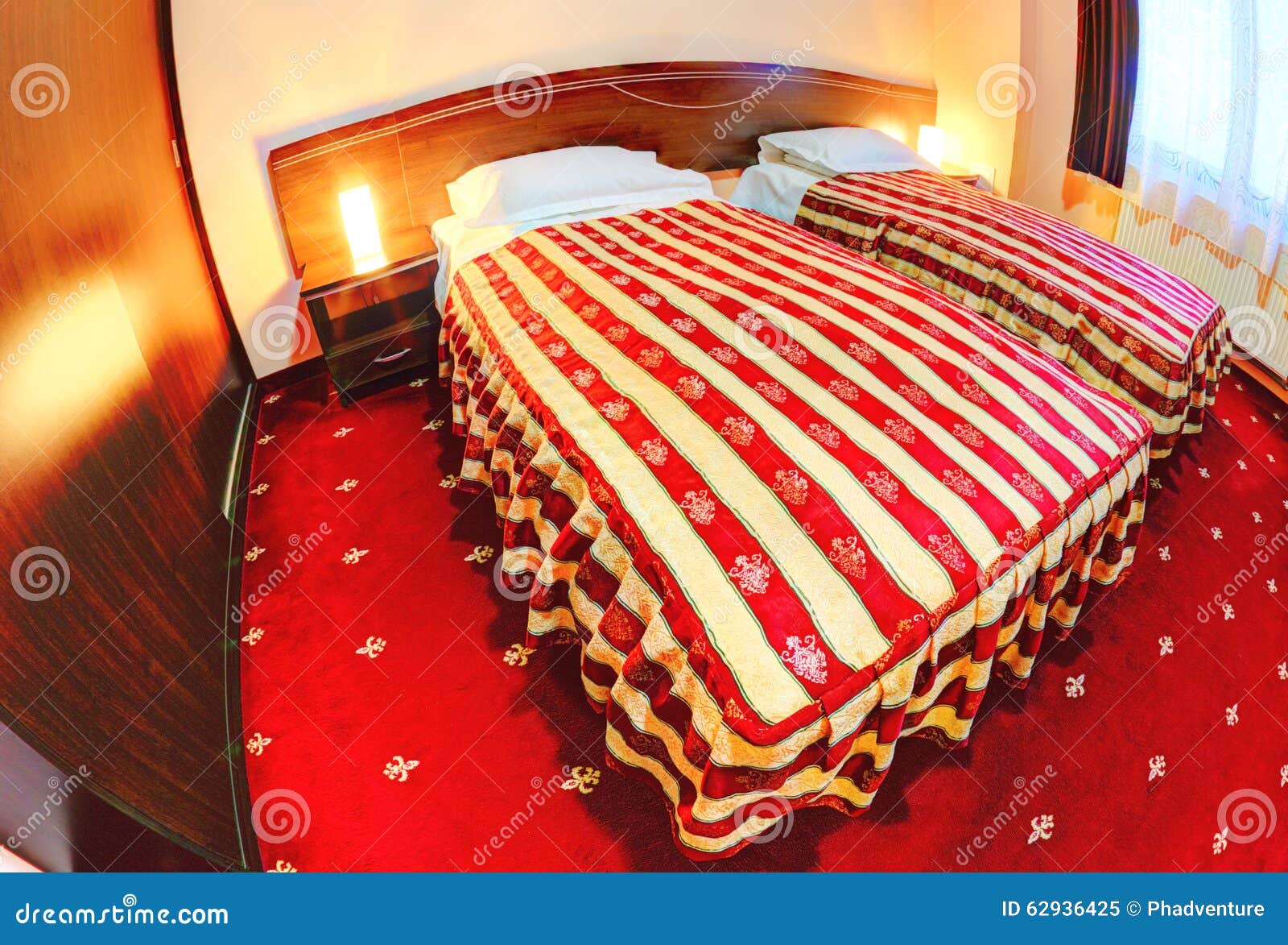 Modern Bedroom Interior in Fish Eye Perspective Stock Image - Image of ...