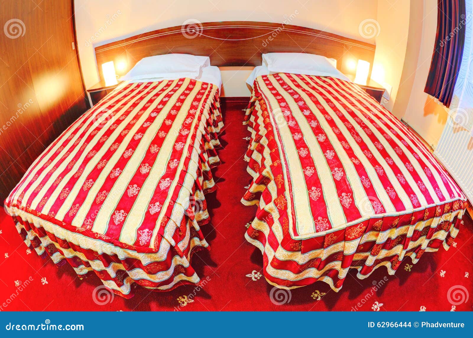 Modern Bedroom Interior in Fish Eye Perspective Stock Photo - Image of ...