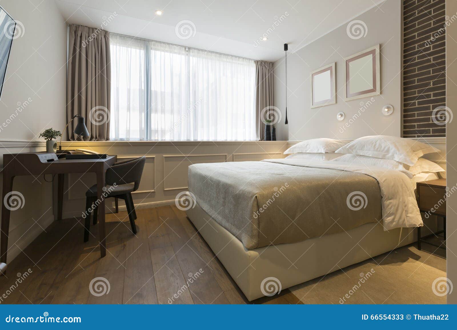 Modern Bedroom Interior in the Morning Stock Image - Image of hotel ...