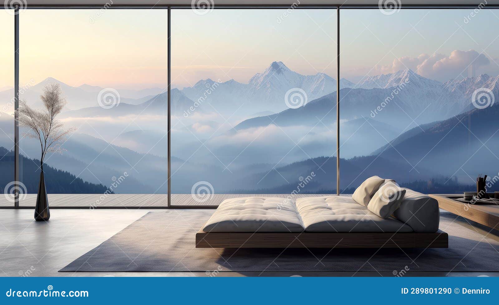 Modern Bedroom with Large Floor-to-ceiling Windows with a View of ...