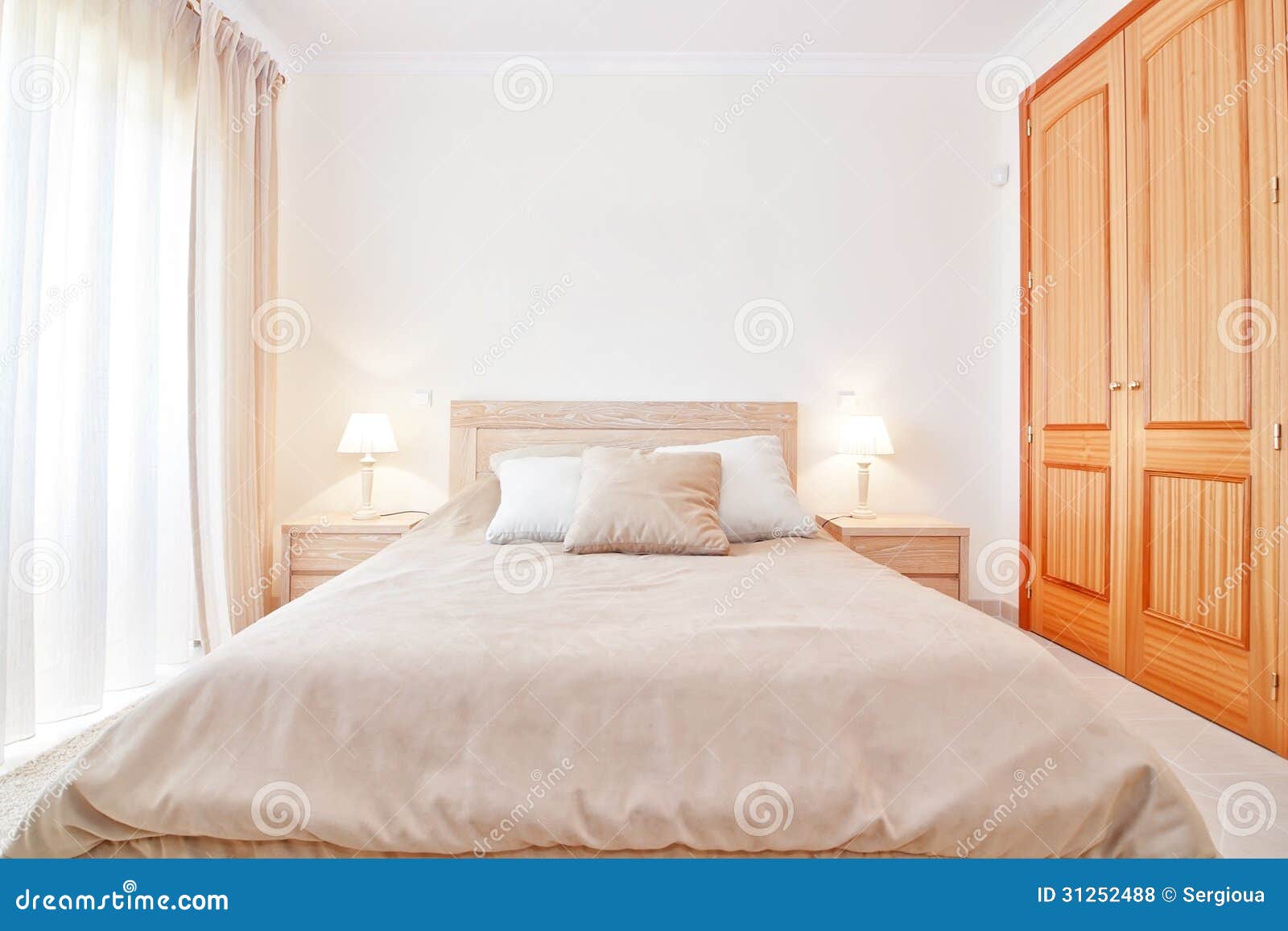 Modern Bedroom with New Bed. Stock Photo - Image of indoors, interior ...