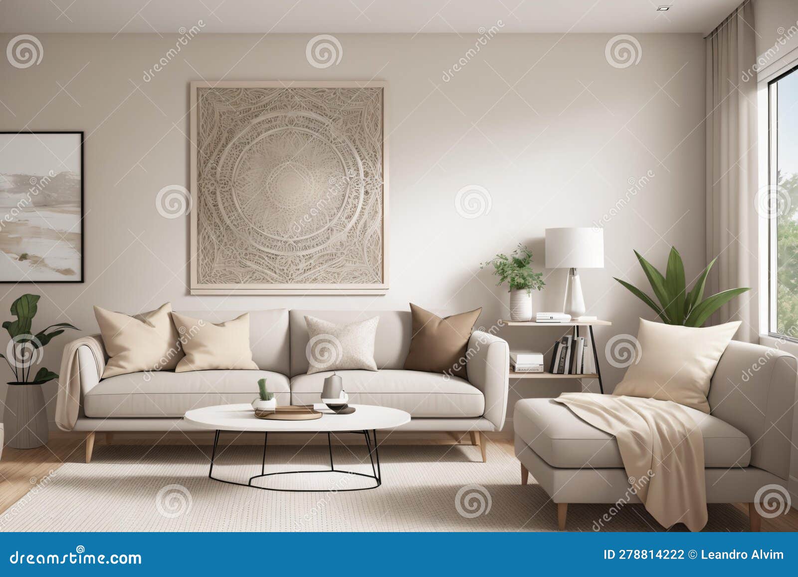 Modern Beige Home Interior Neutral Poster Display.AI Generated Stock ...
