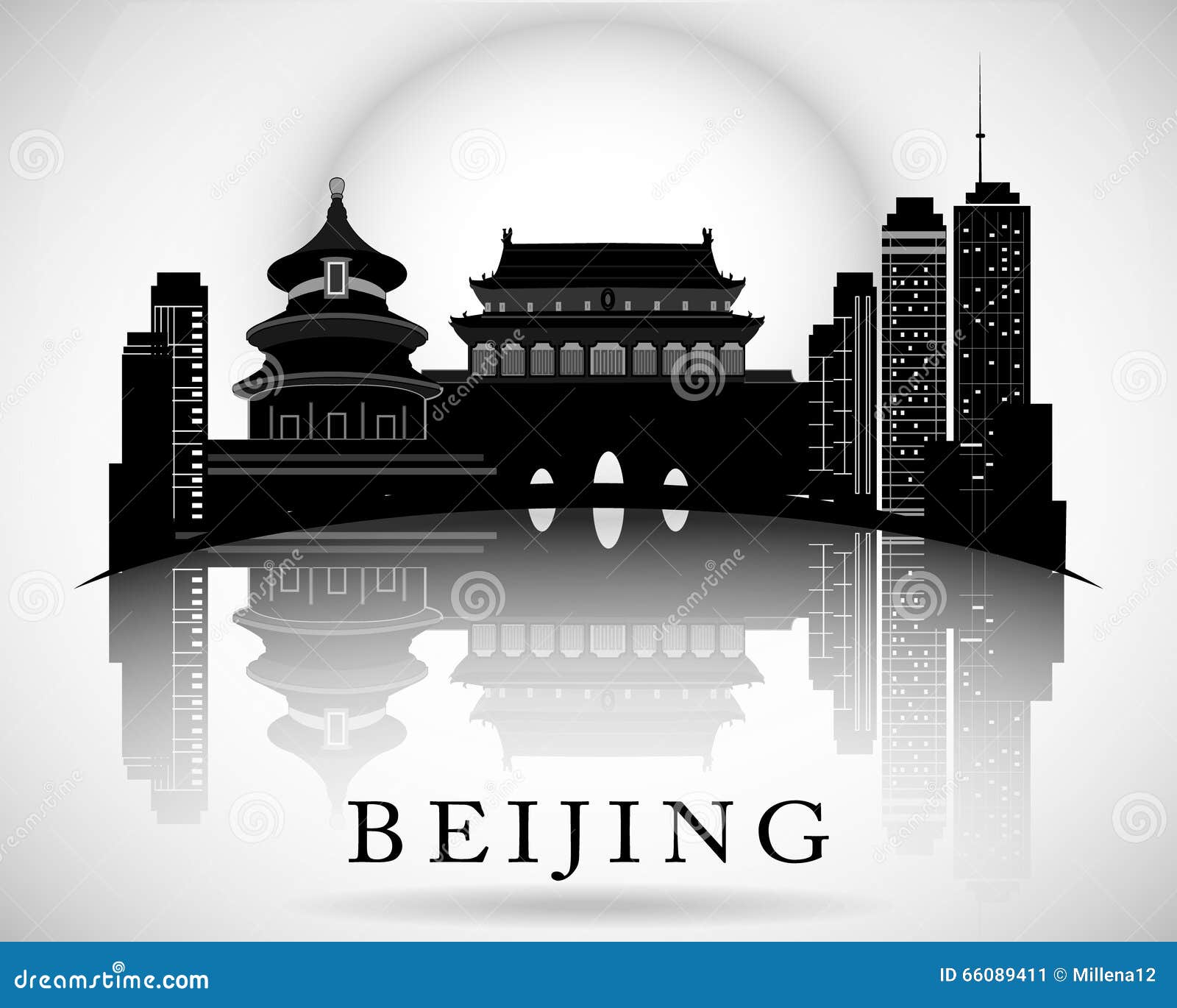 Modern Beijing City Skyline Design Stock Vector - Illustration of ...