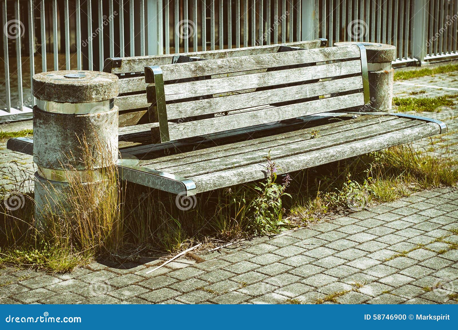Modern bench with sidewalk stock photo. Image of grass - 58746900