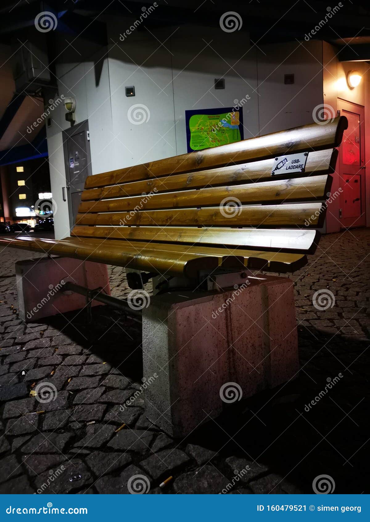 Modern Bench with Usb Outlet in Sweden Stock Image - Image of modern ...