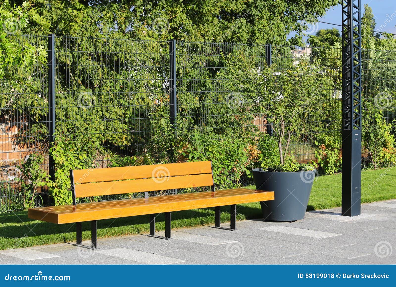 Bench And Walkway In The Garden Stock Photography | CartoonDealer.com ...