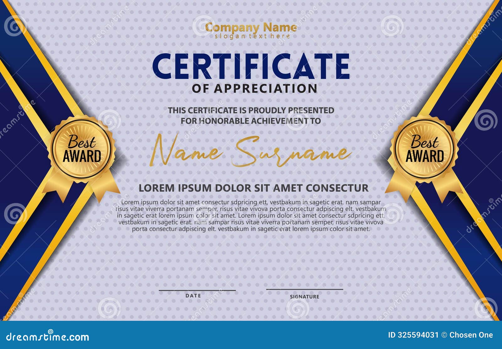 Modern Best Award Certificate for Archievement and Appreciation Blank ...