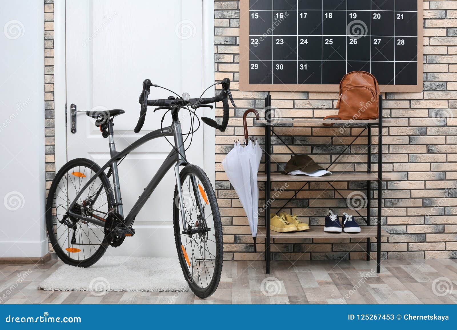 Modern Bicycle in Stylish Interior Stock Image - Image of background ...