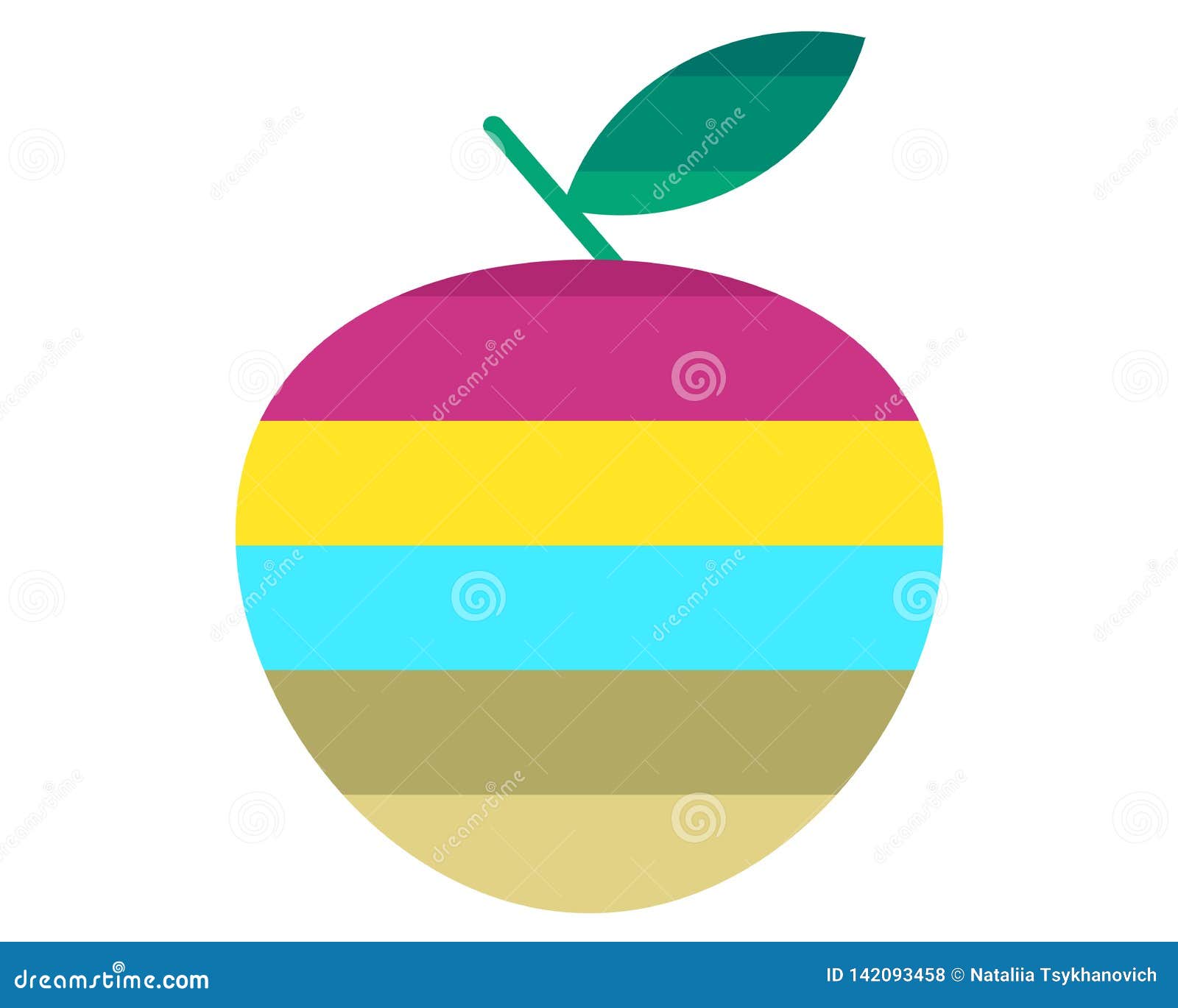 Large Bright Colored Apple on White Gradient Background Stock Vector ...