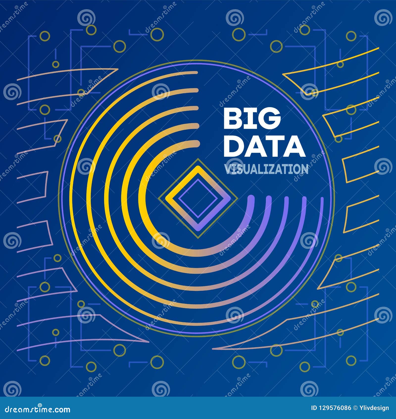 Modern Big Data Banner, Outline Style Stock Vector - Illustration of ...