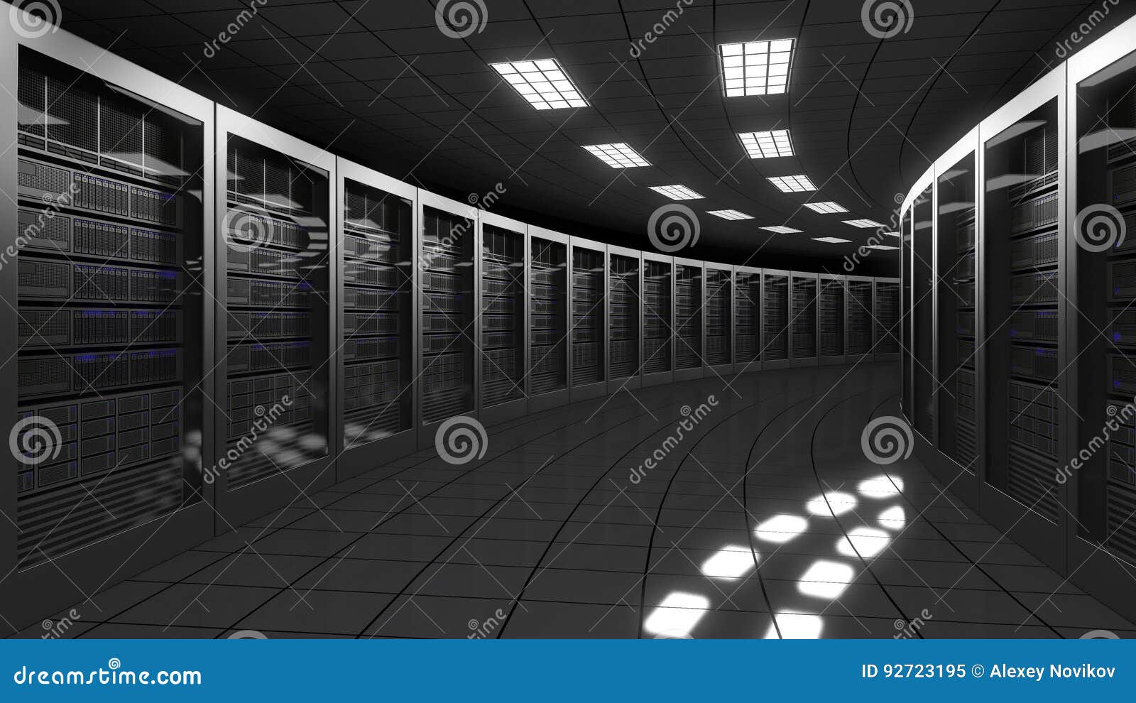Modern Big Data Center Servers. 3D Rendering Stock Illustration ...