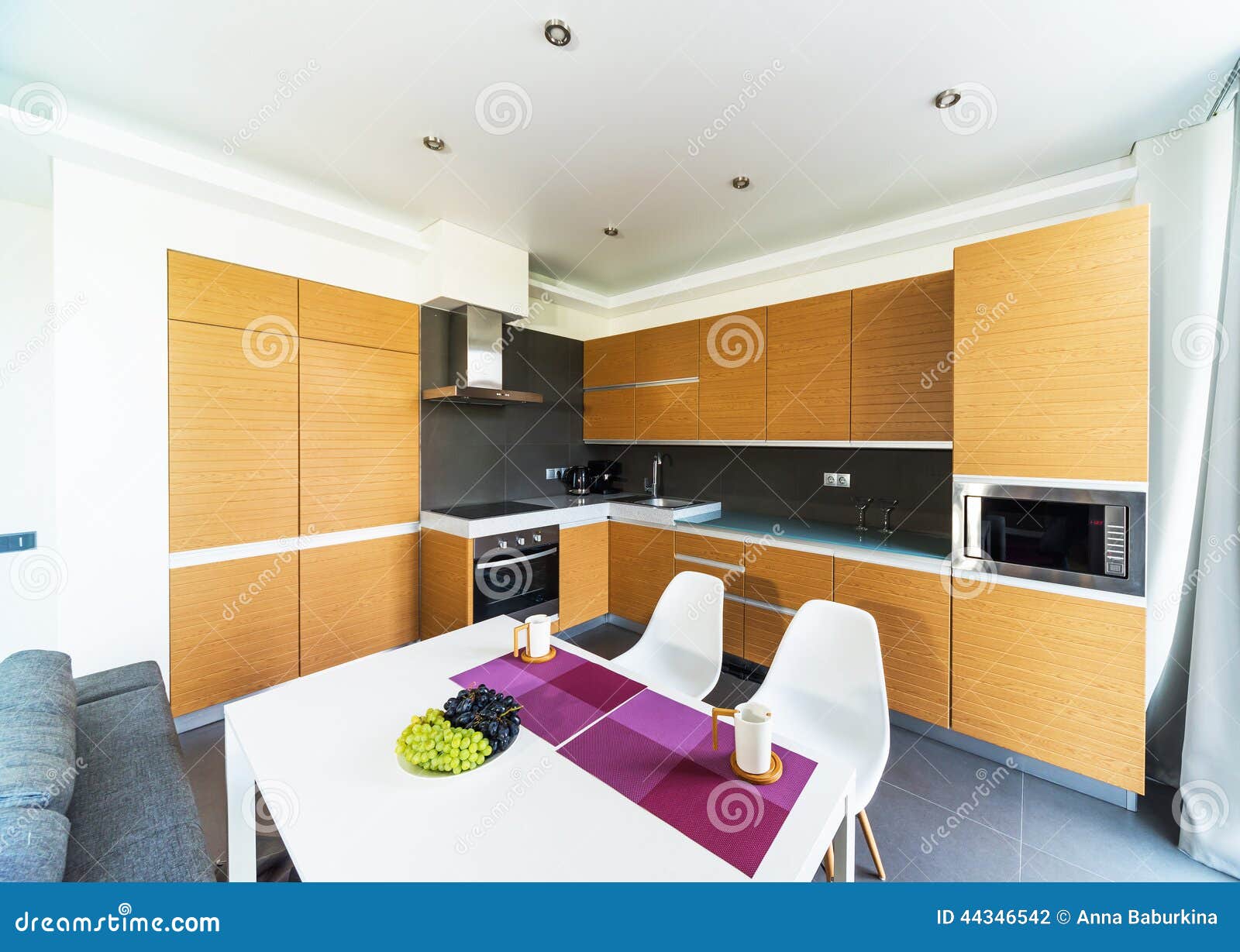 Modern big kitchen stock photo. Image of decor, brown - 44346542