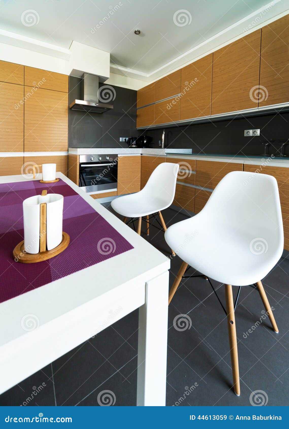 Modern big kitchen stock image. Image of chair, interior - 44613059