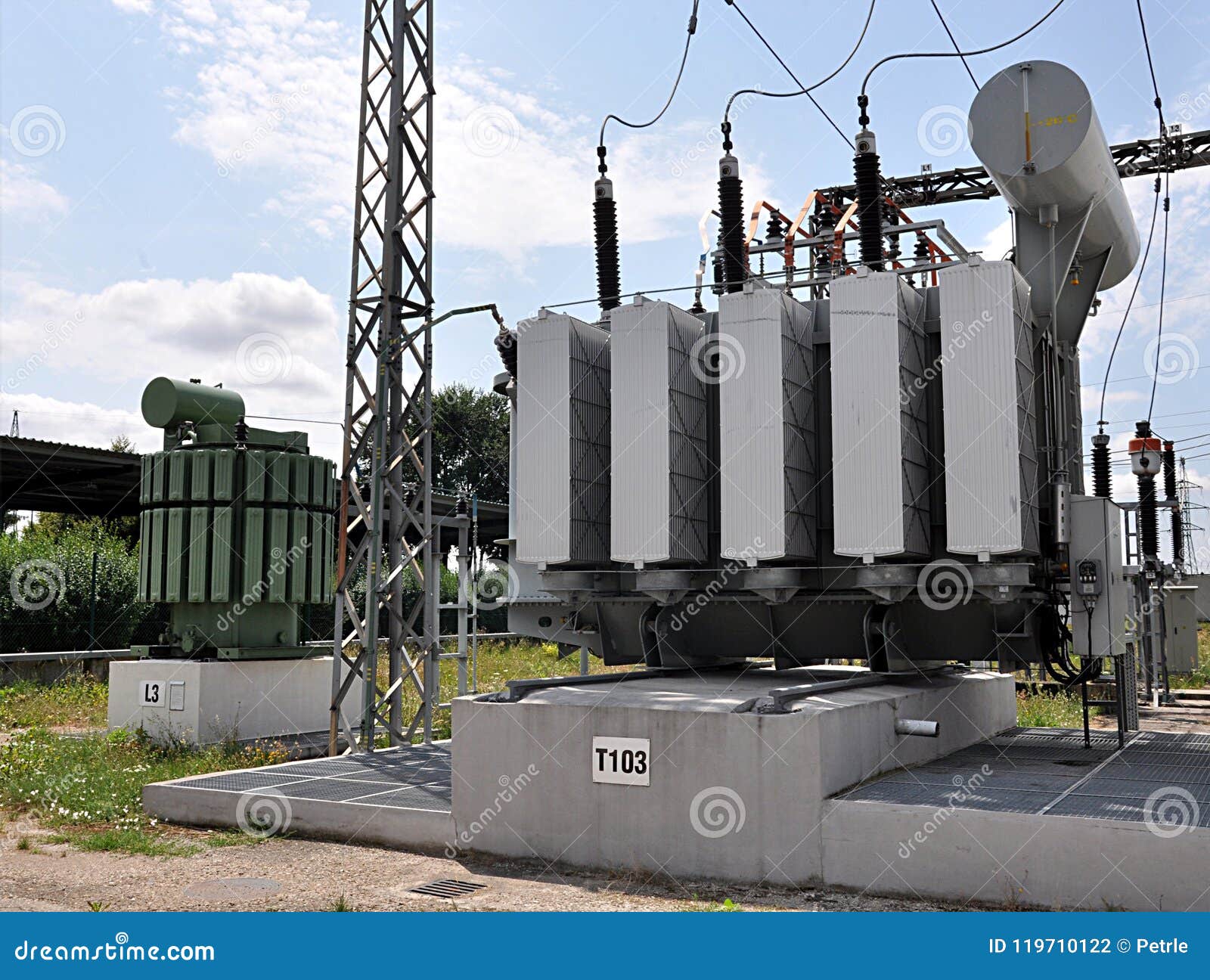 Big oil transformers stock photo. Image of energy, pylon - 119710122
