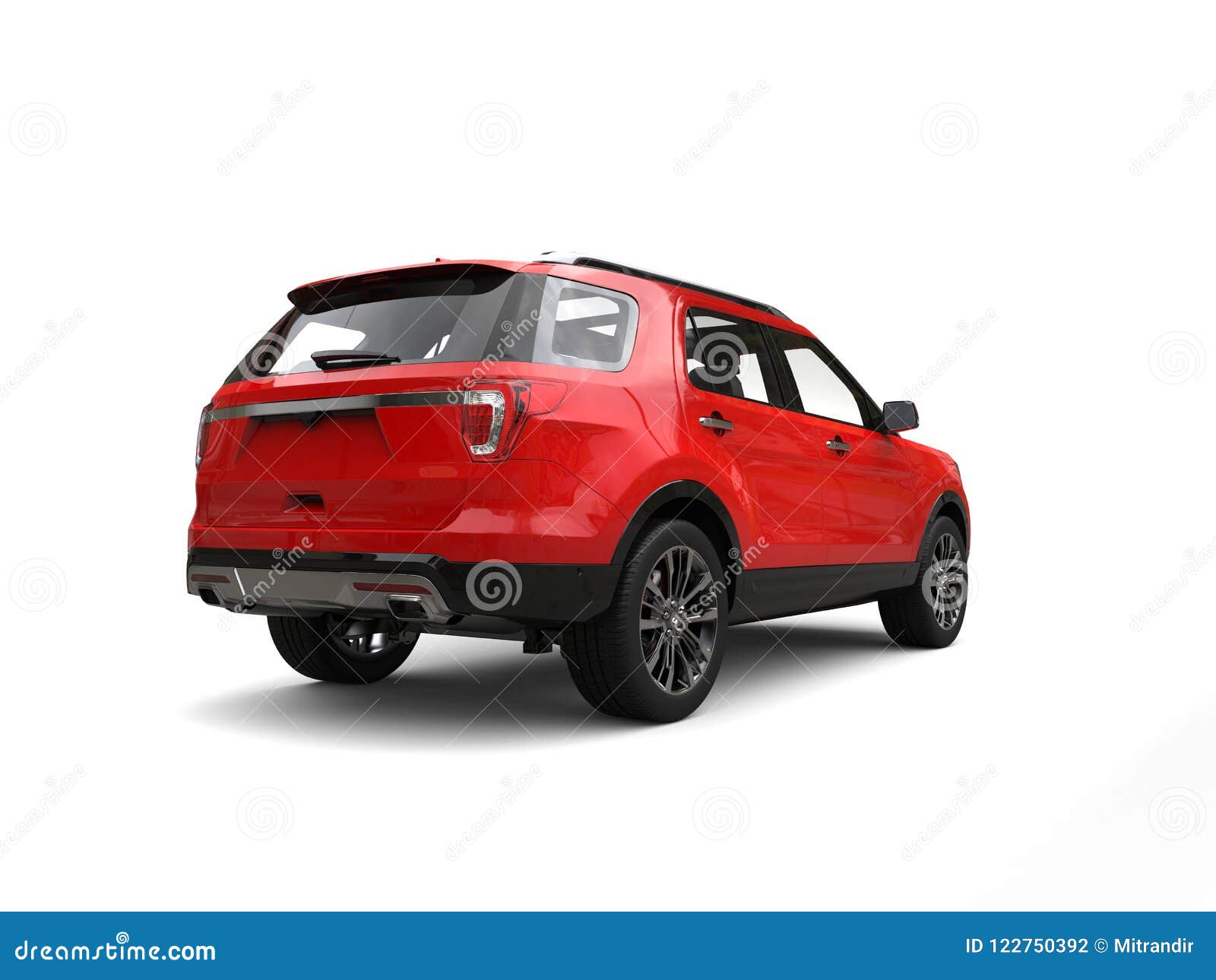Modern Big Red SUV - Rear View Stock Illustration - Illustration of ...