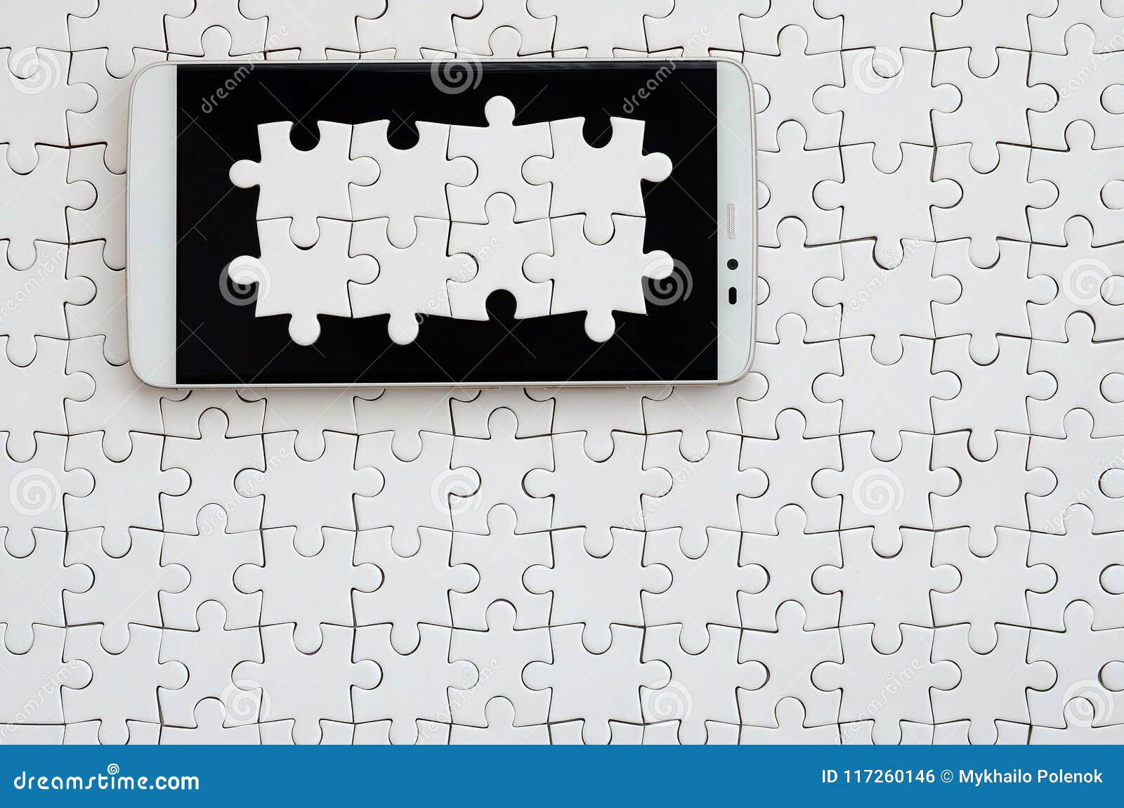 A Modern Big Smartphone with Several Puzzle Elements on the Touch ...