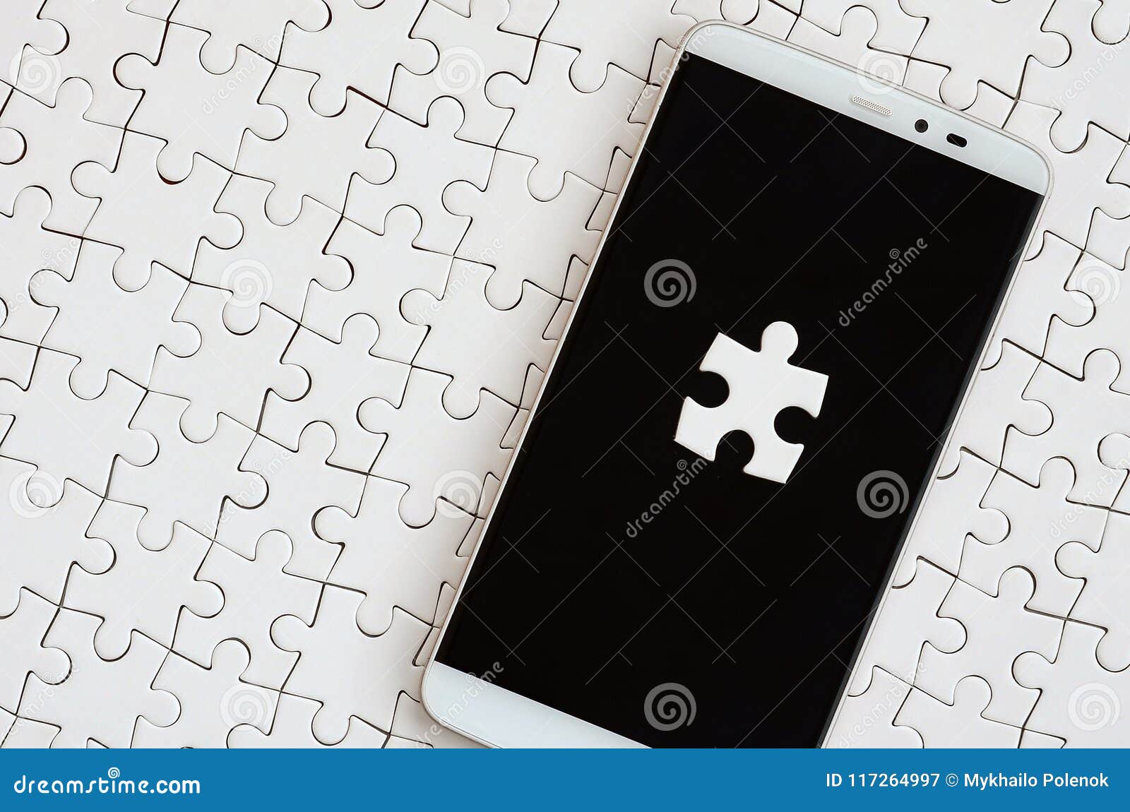A Modern Big Smartphone with Several Puzzle Elements on the Touch ...