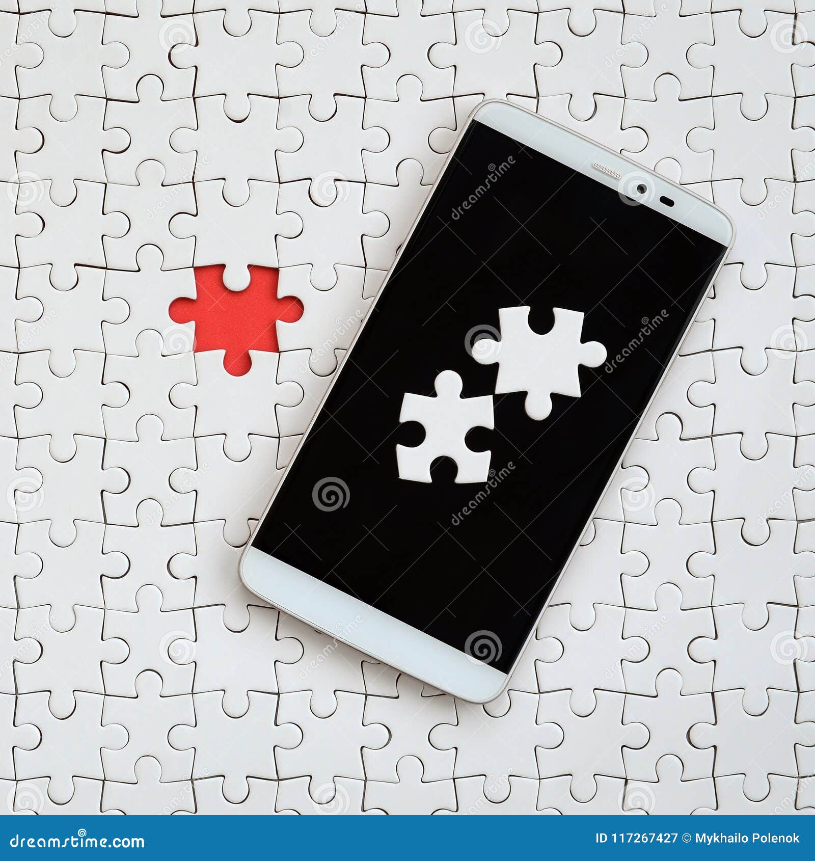 A Modern Big Smartphone with Several Puzzle Elements on the Touch ...
