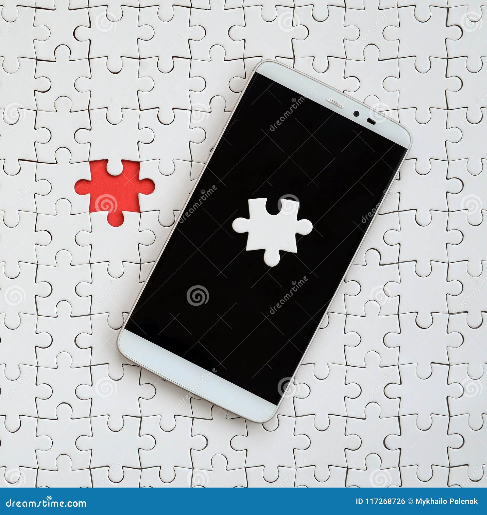 A Modern Big Smartphone with Several Puzzle Elements on the Touch ...