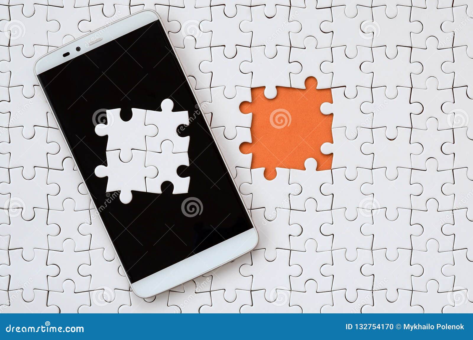 A Modern Big Smartphone with Several Puzzle Elements on the Touch ...
