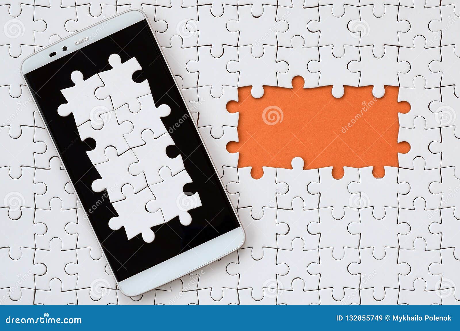 A Modern Big Smartphone with Several Puzzle Elements on the Touch ...