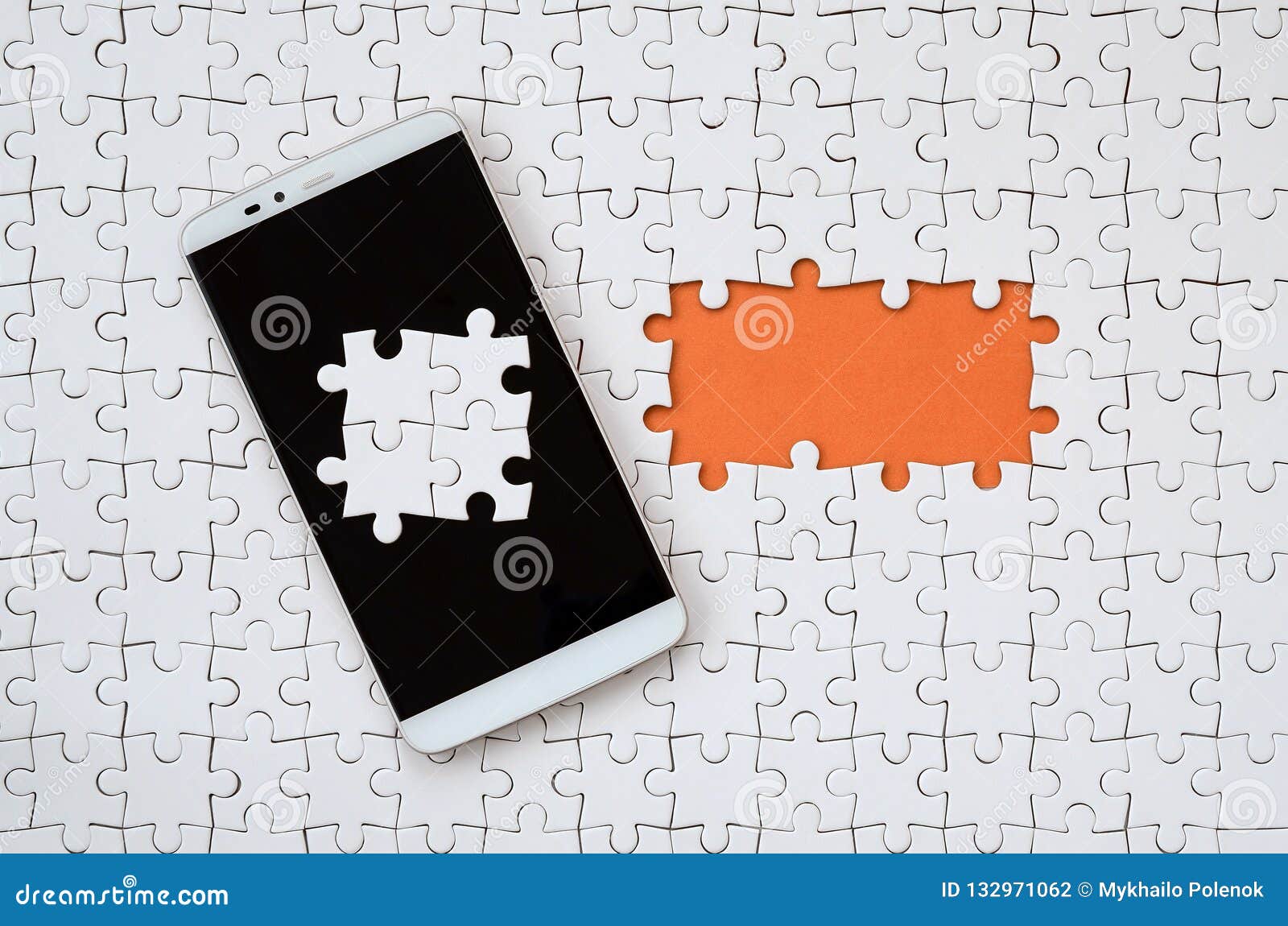 A Modern Big Smartphone with Several Puzzle Elements on the Touch ...