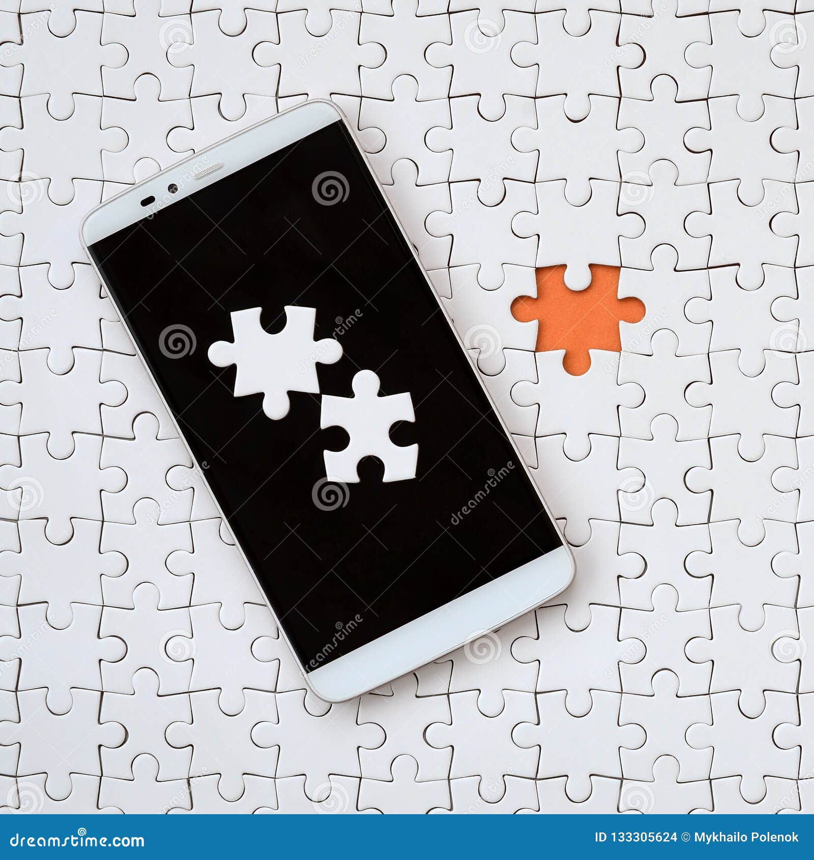 A Modern Big Smartphone with Several Puzzle Elements on the Touch ...
