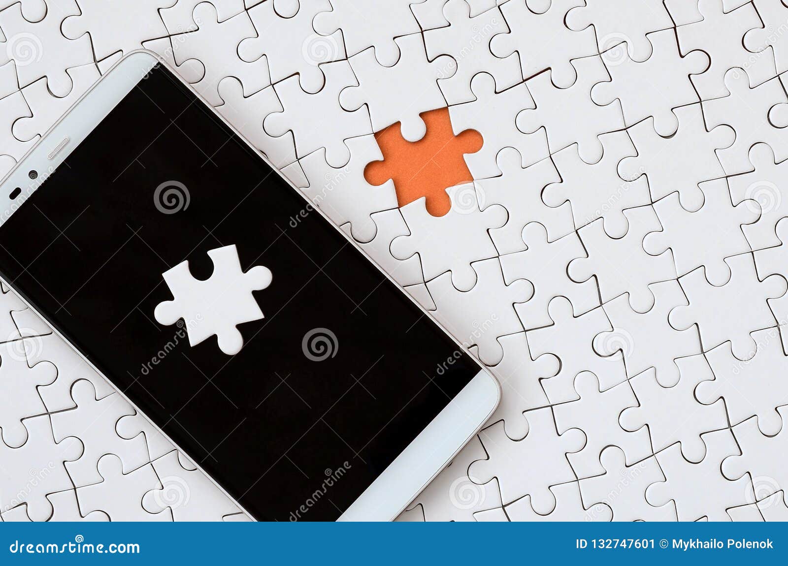 A Modern Big Smartphone with Several Puzzle Elements on the Touch ...