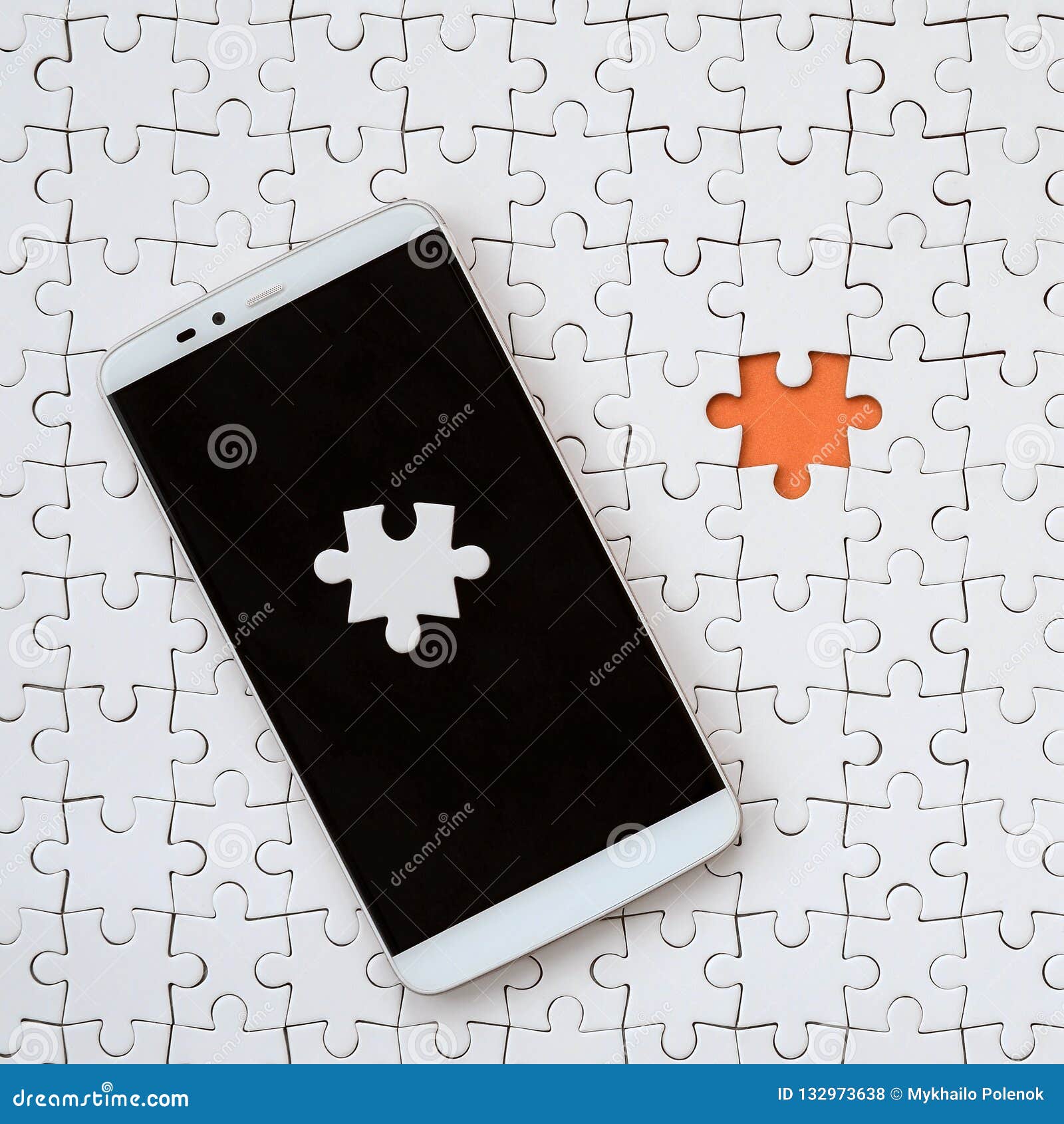 A Modern Big Smartphone with Several Puzzle Elements on the Touch ...