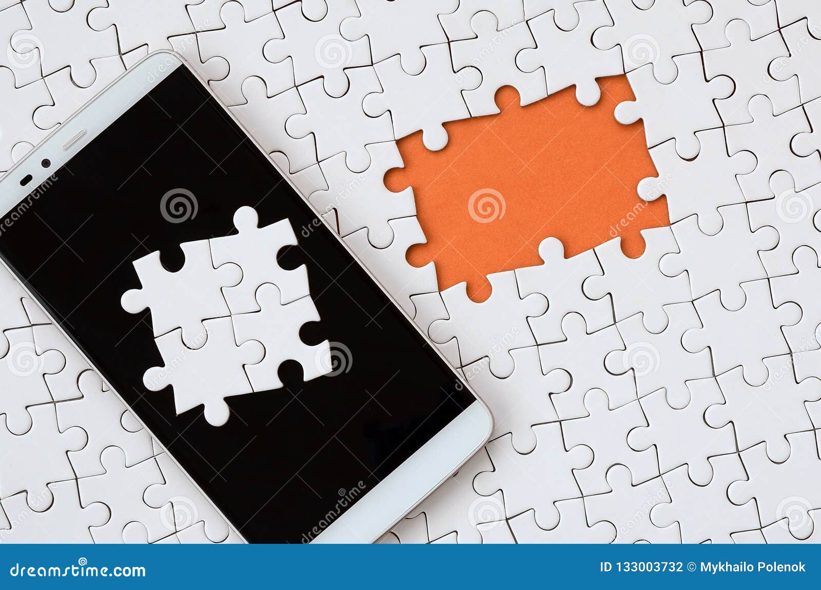 A Modern Big Smartphone with Several Puzzle Elements on the Touch ...