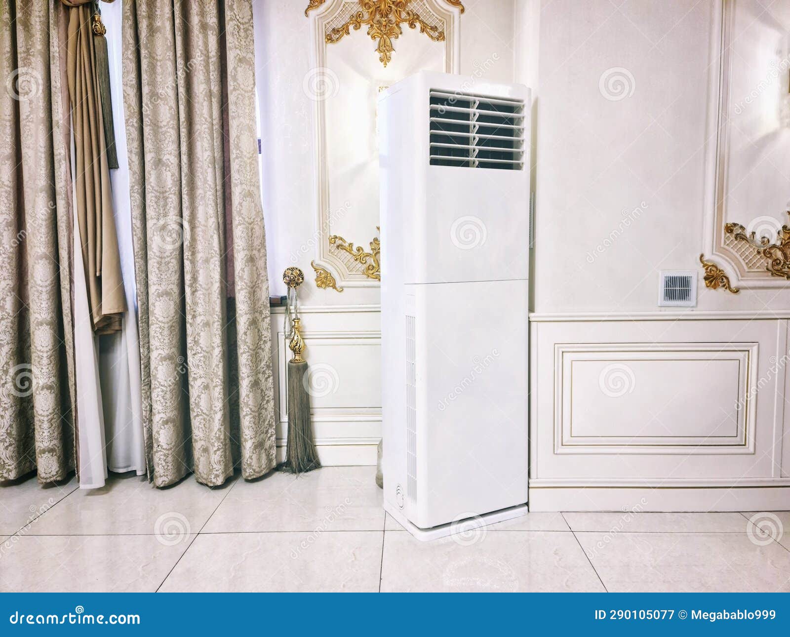 Modern Big Vertical White Floor Air Conditioner in Luxury Interior ...
