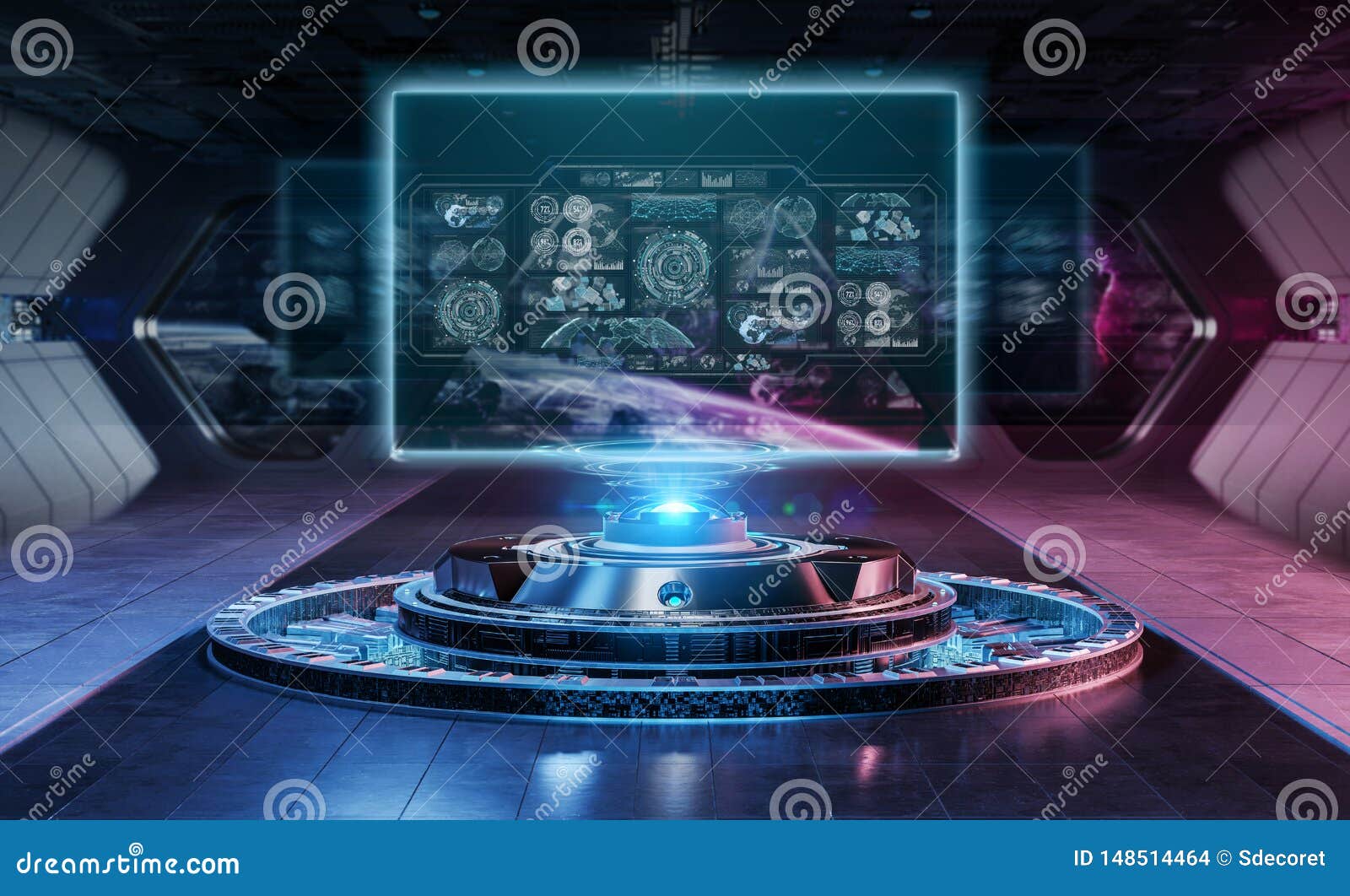 Modern Billboard Mockup In Futuristic Interior 3d Rendering Stock Image ...