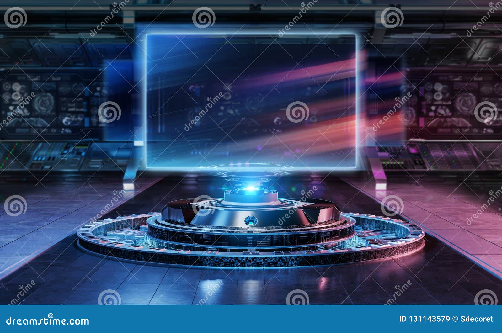 Modern Billboard Mockup in Futuristic Interior 3d Rendering Stock ...