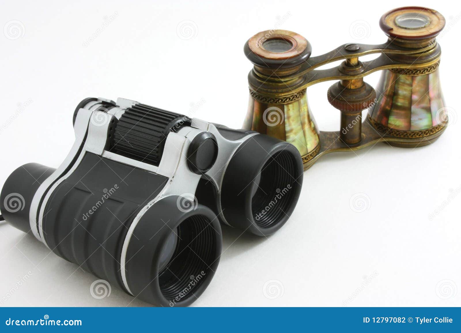 Modern Binoculars and Antique Opera Glasses Stock Photo - Image of ...