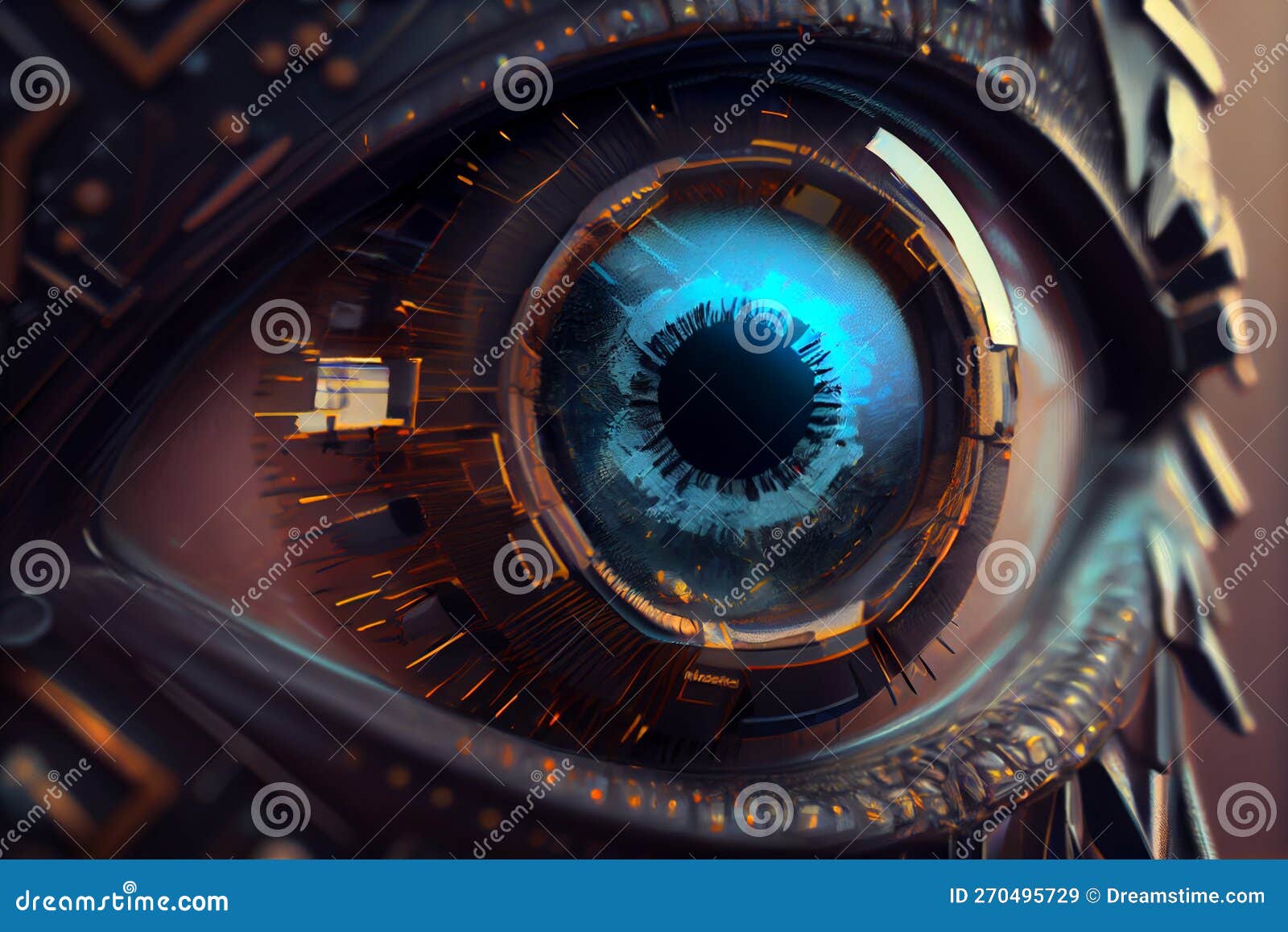 Modern and Bionic Digital Blue Eyes Conception Stock Illustration ...