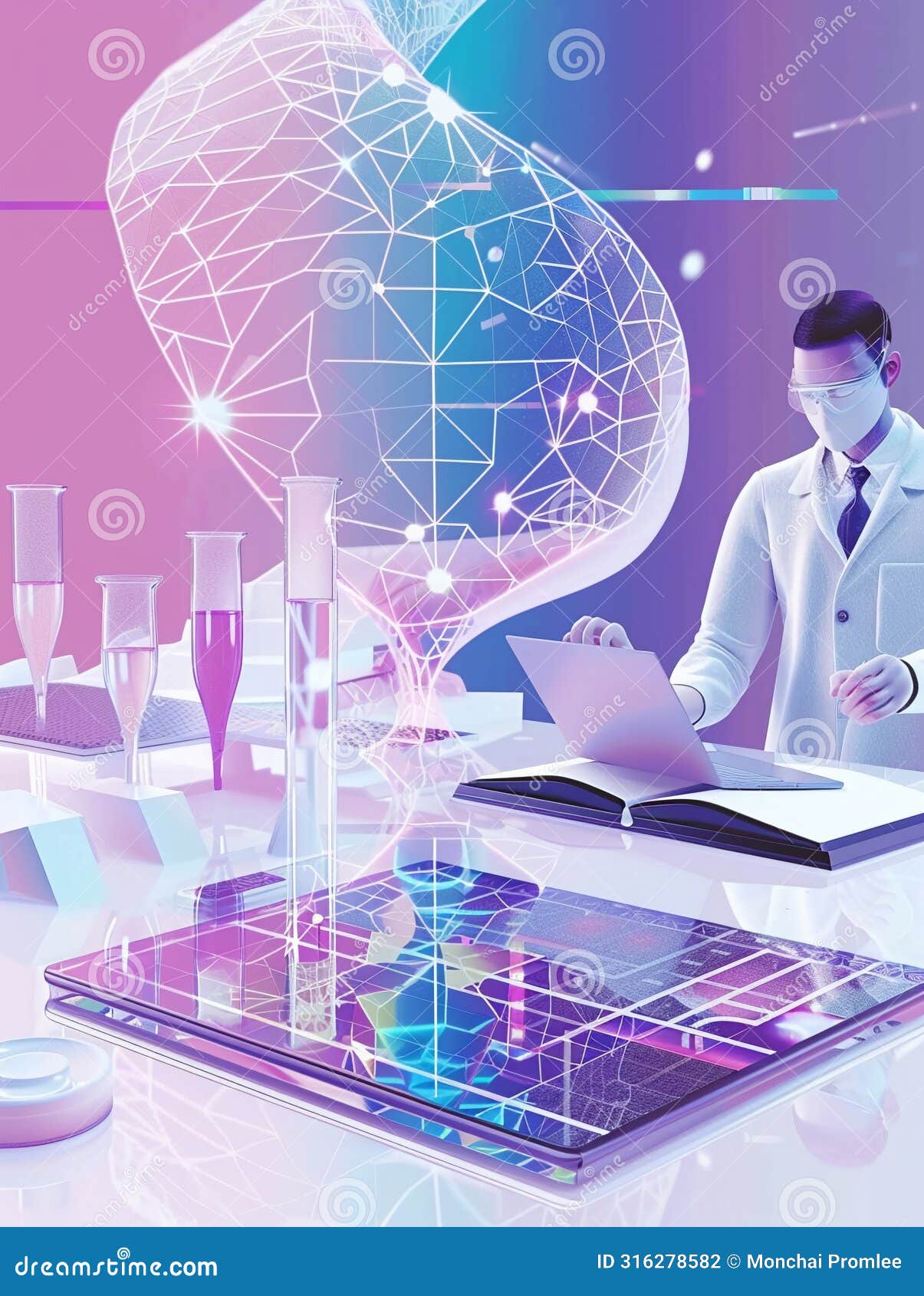 A Modern Biotech Startup Workspace Filled With Researchers Developing ...