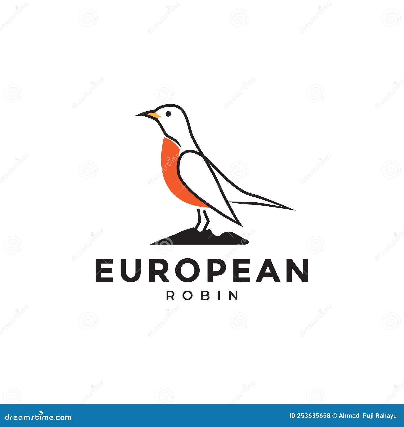 Modern Bird European Robin Logo Design Stock Vector - Illustration of ...