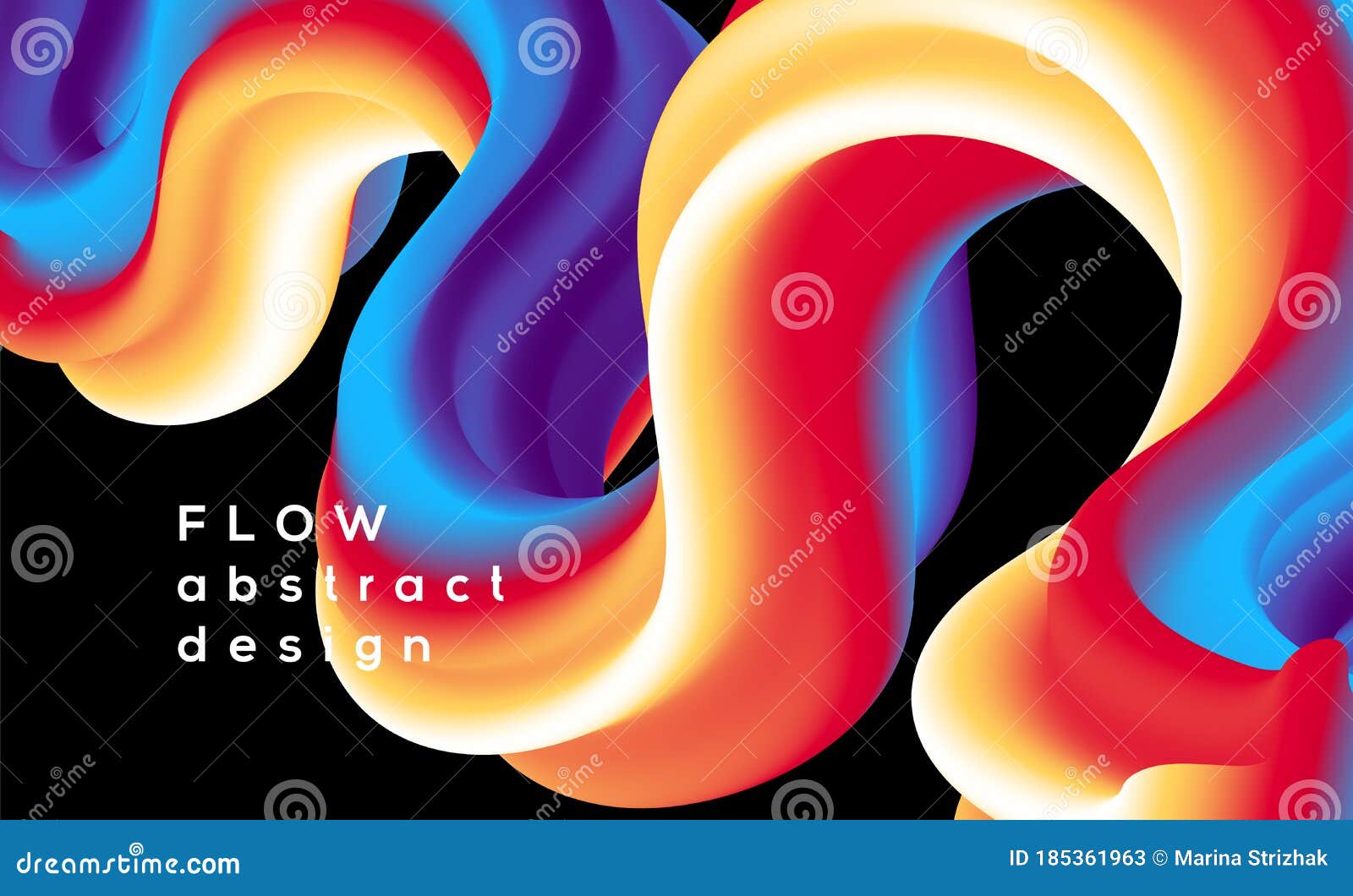Modern Black Abstract Design Background Flow Motion Stock Vector ...