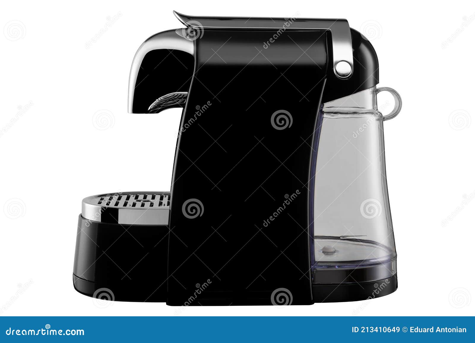 Modern Black Capsule Coffee Machine, on White Background, Side View ...