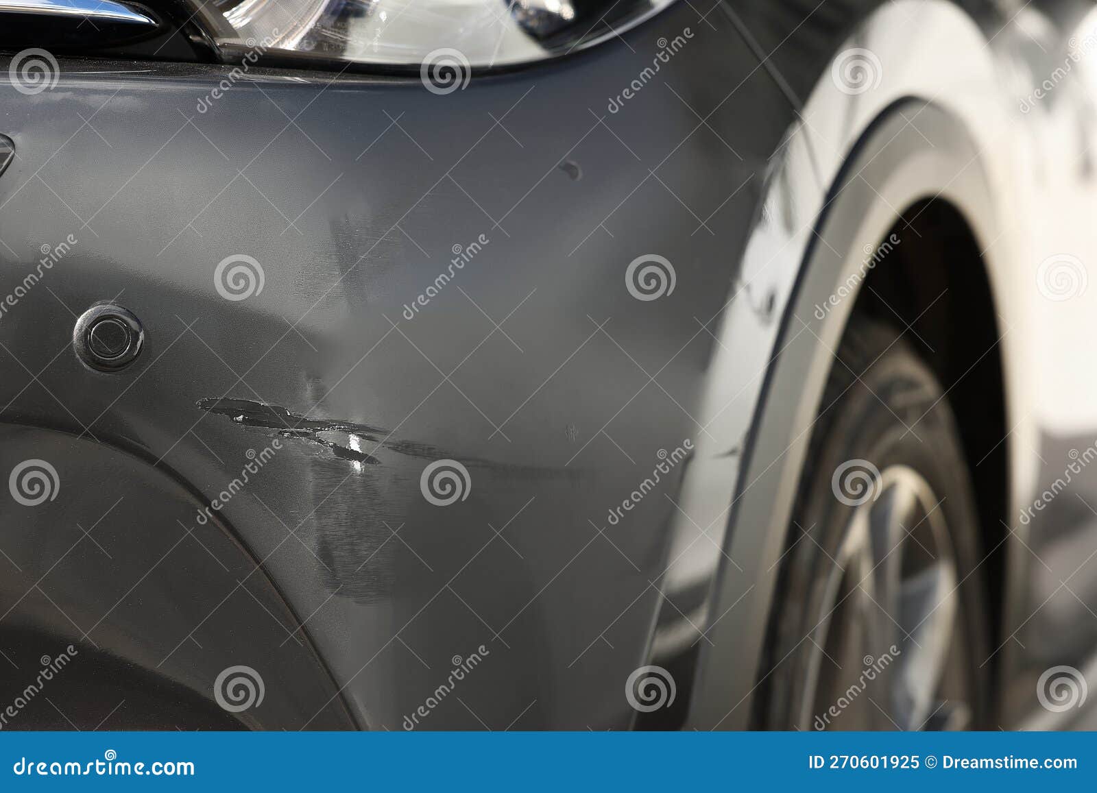 Modern Black Car with Scratch, Closeup View Stock Image - Image of ...