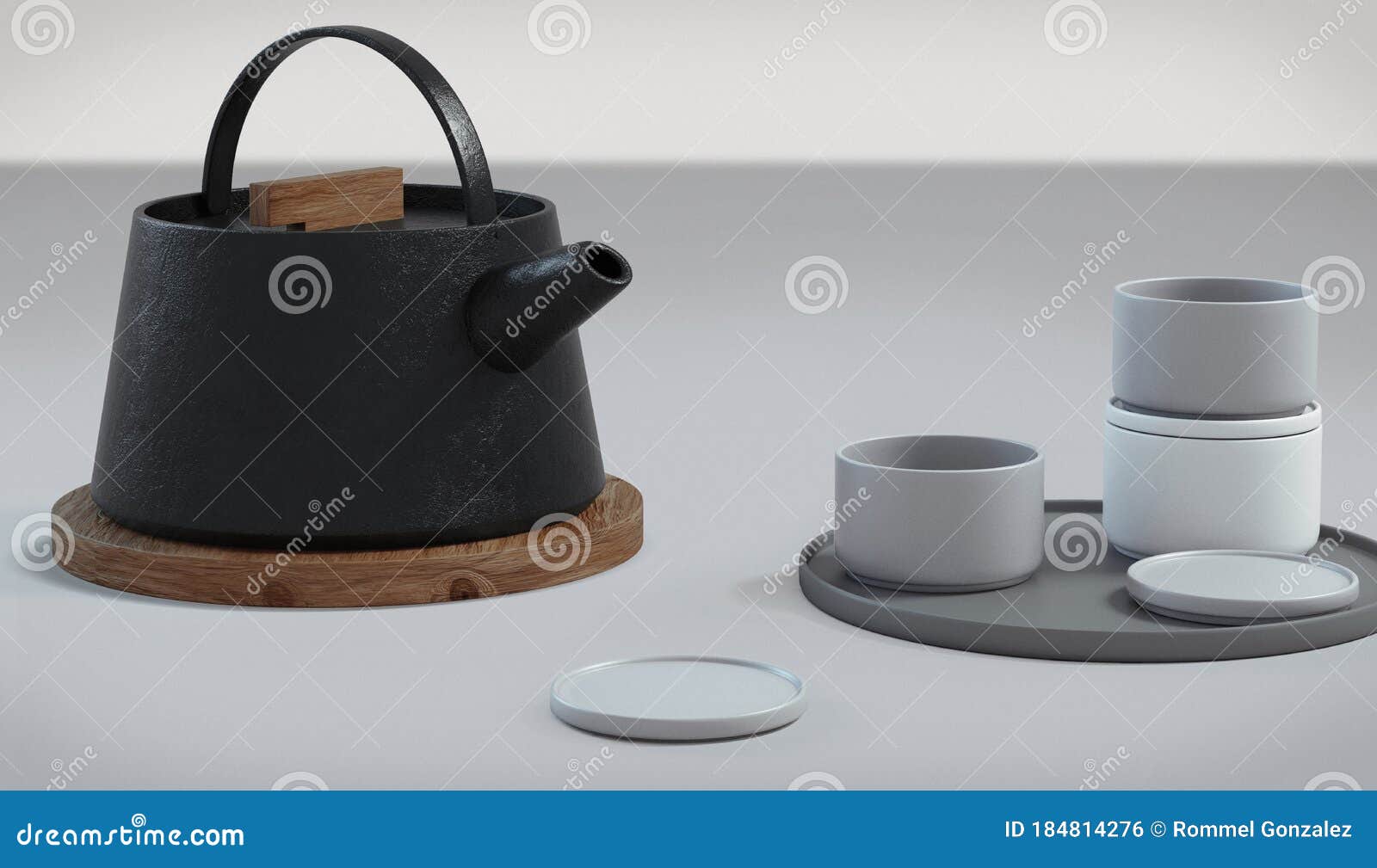 Minimalist Tea Table With Juxtaposition Of Light And Shadow Royalty ...