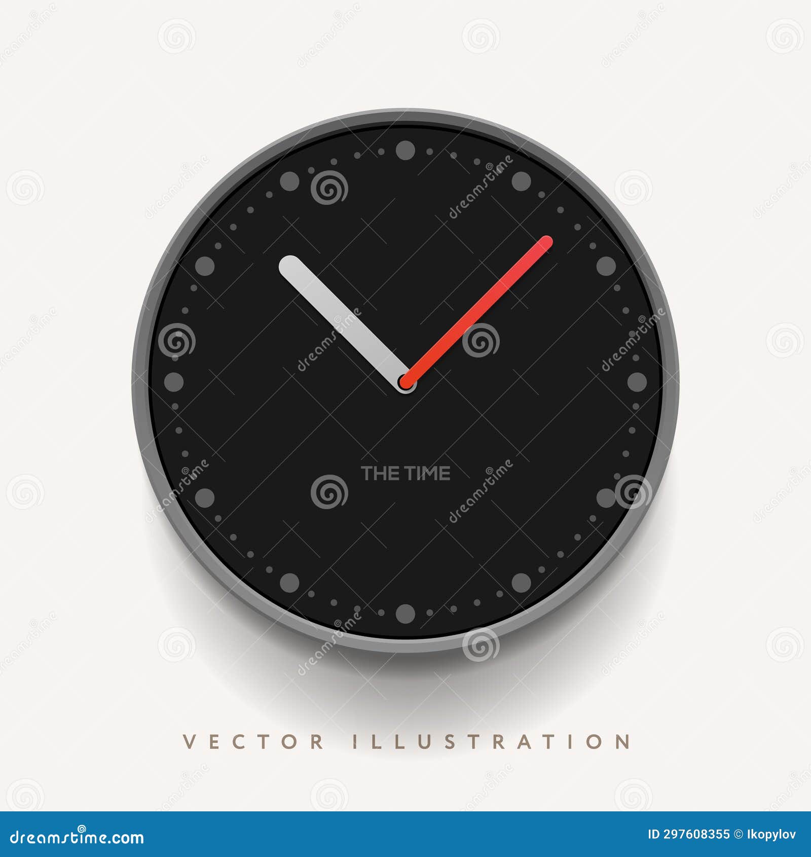 Modern Black Clock Hanging at the Wall. Isolated on White Background ... Modern Black Clock Hanging at the Wall. Isolated on White Background ...