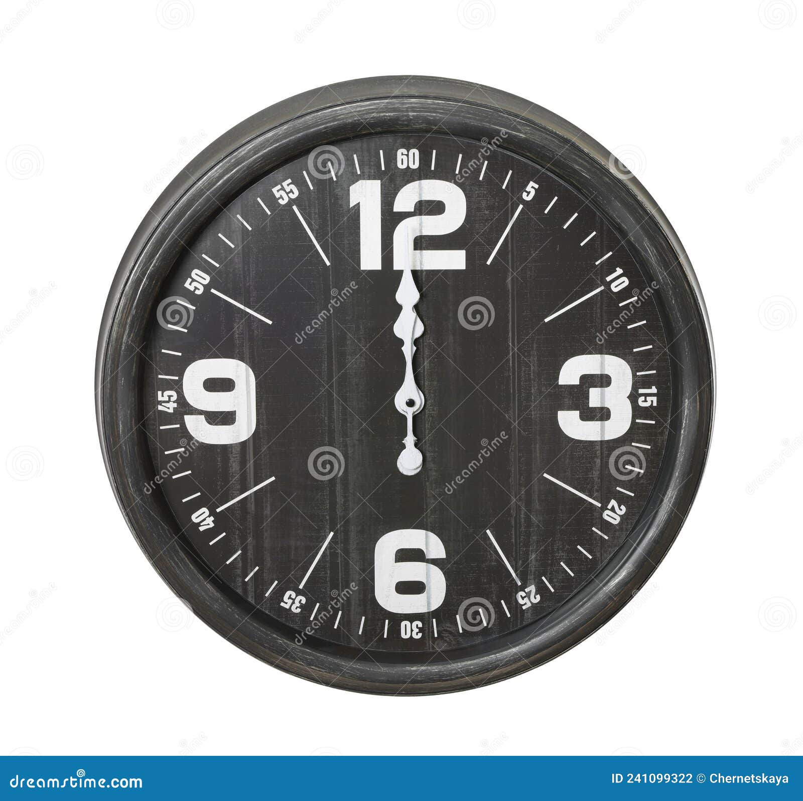 Modern Black Clock Isolated on White. Interior Element Stock Photo ...