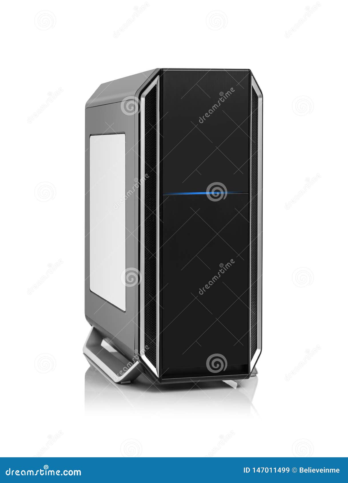 Modern Black Computer System Unit Isolated a on White. Stock Image ...