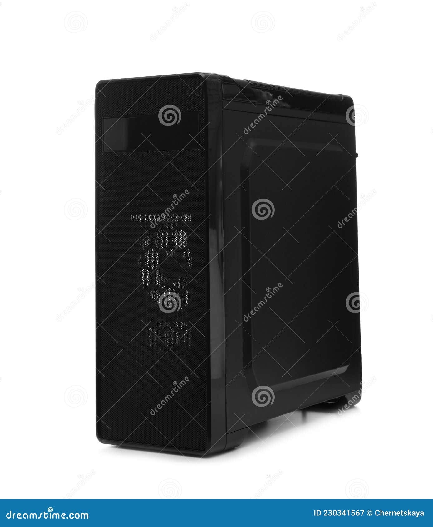 Modern Black Computer System Unit Isolated on White Stock Image - Image ...