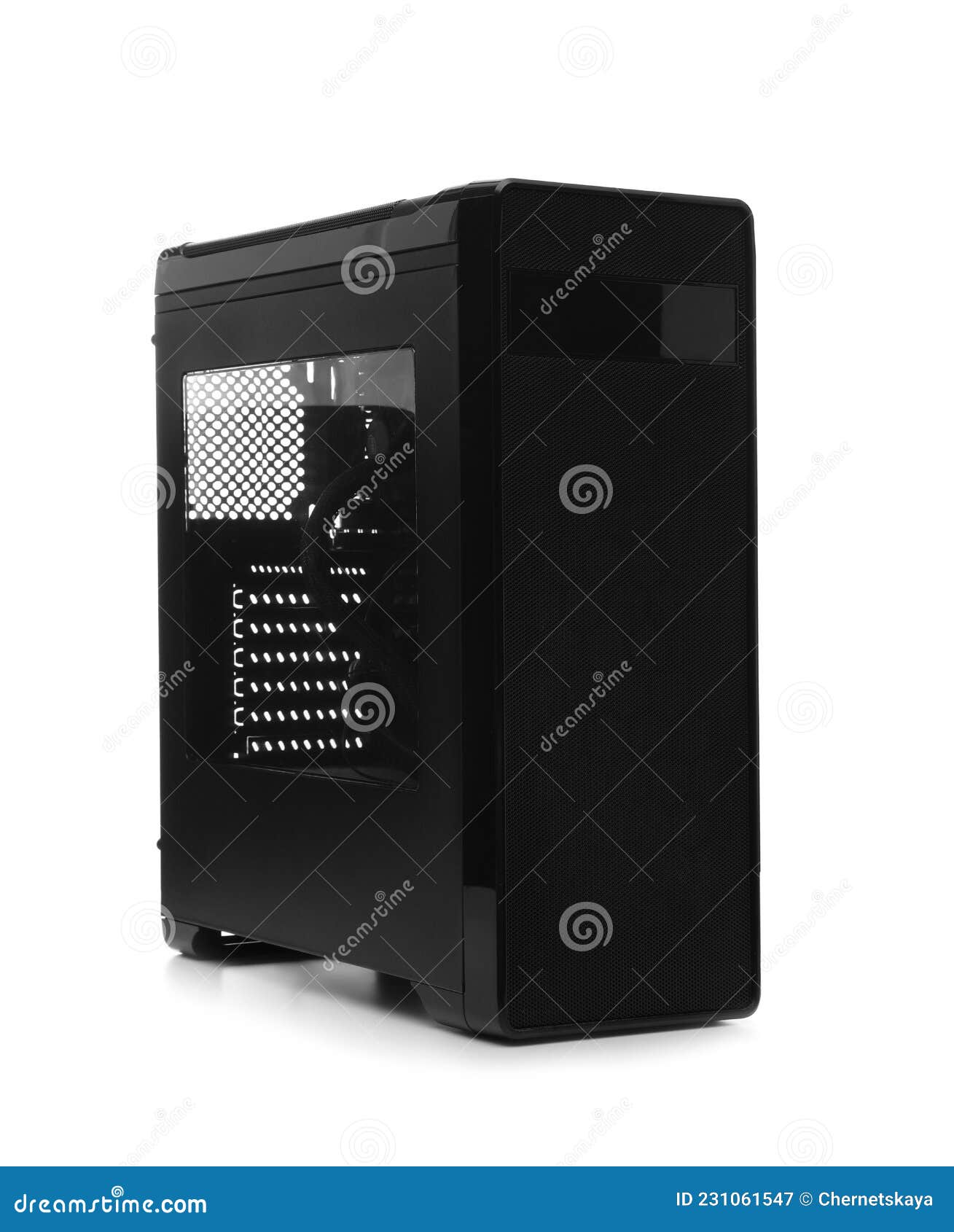 Modern Black Computer System Unit Isolated on White Stock Image - Image ...