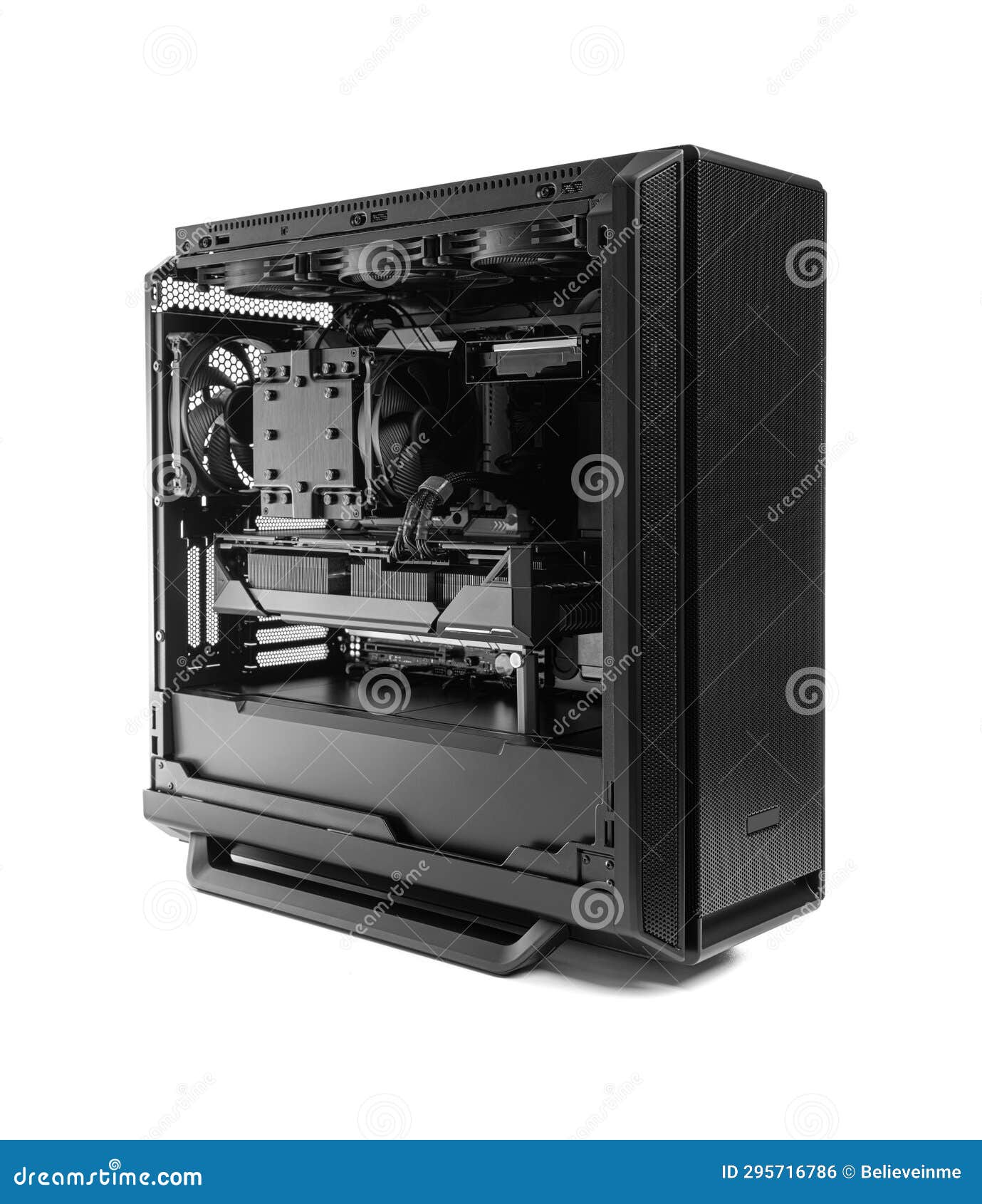 Modern Black Computer System Unit Isolated. Stock Photo - Image of ...